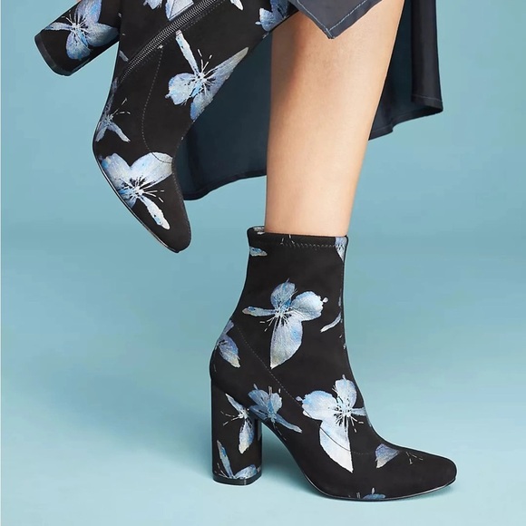 cecilia | Shoes | Cecilia Fredda Black Blue Butterfly Booties Size 75b ...